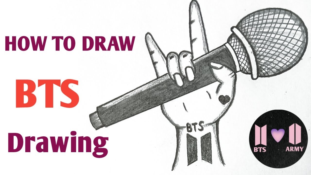 BTS Drawing || How to draw BTS Drawing easy || Easy drawing ideas for ...