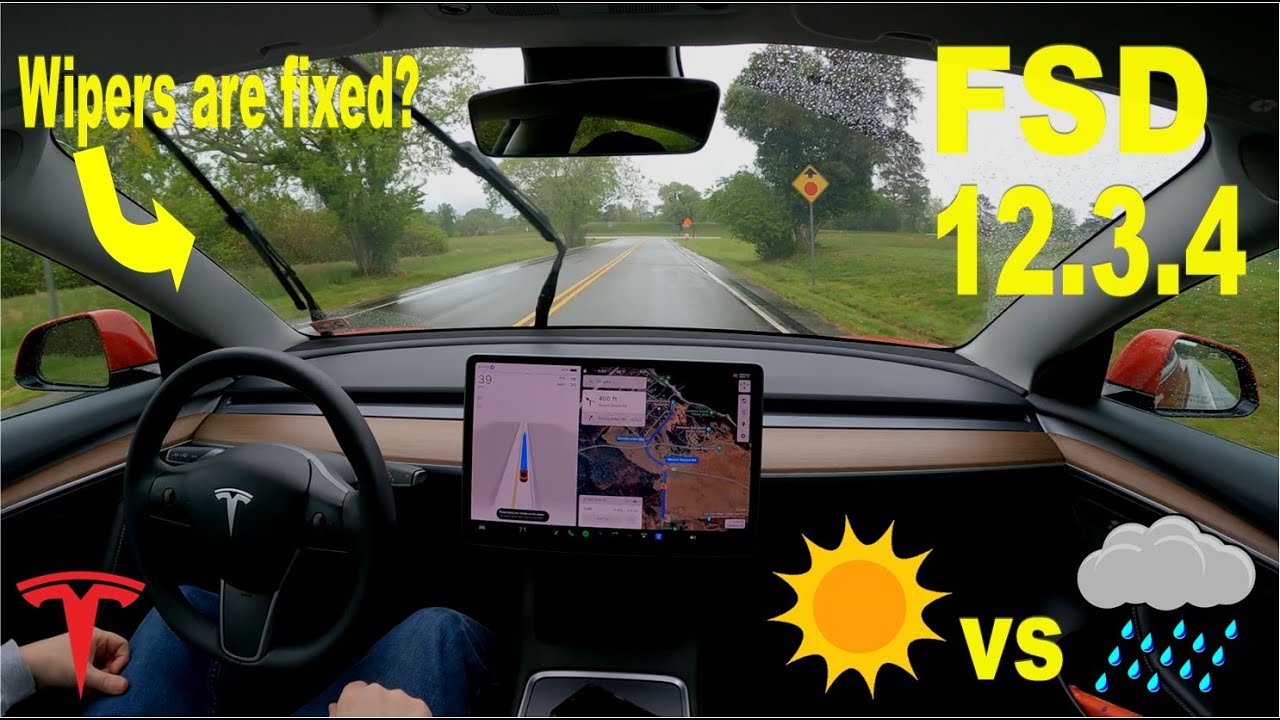 Rainy vs. Sunny Day on FSD Test Route | FSD Supervised 12.3.4 - YouTube