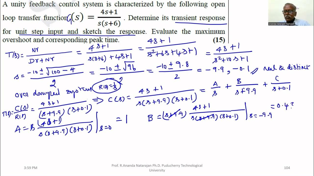 2.14 Control system Engineering: Problem on transient response. - YouTube