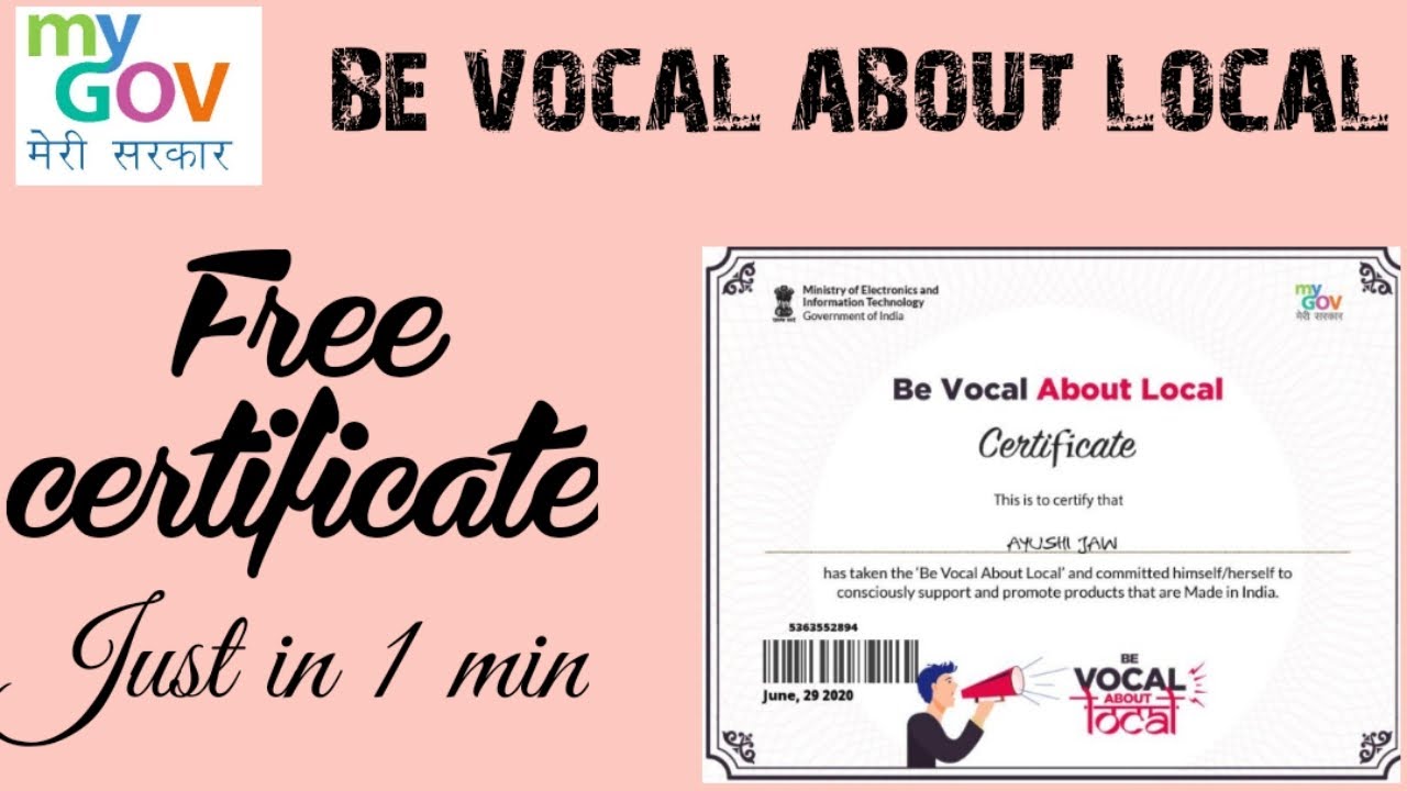 Be Vocal About Local Pledge | Pledge Certificate Download By Gov't ...