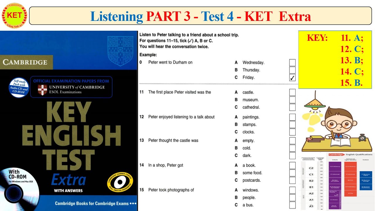 KET Extra - Listening Part 3 - Test 4 (Transcript + Key) - YouTube