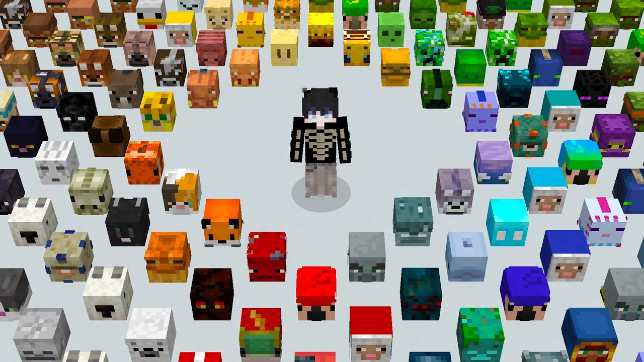I Collected Every Mob Head in Minecraft - YouTube