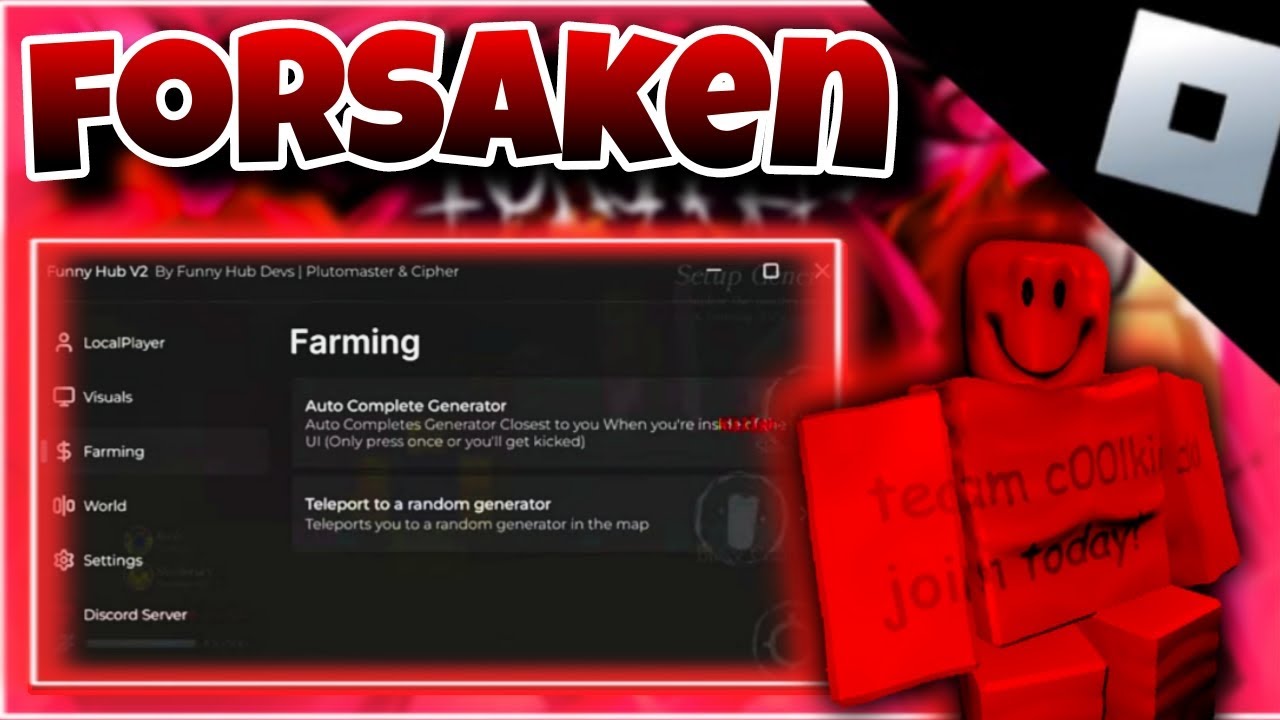 [OP]Roblox Forsaken|best script auto farm generator,inf satamina,esp ...