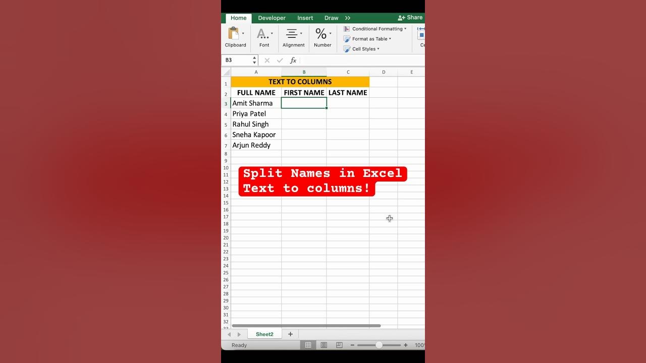 Excel Tips: Text to Columns in excel : Excel tips and tricks #excel #shorts #exceltutorial - YouTube