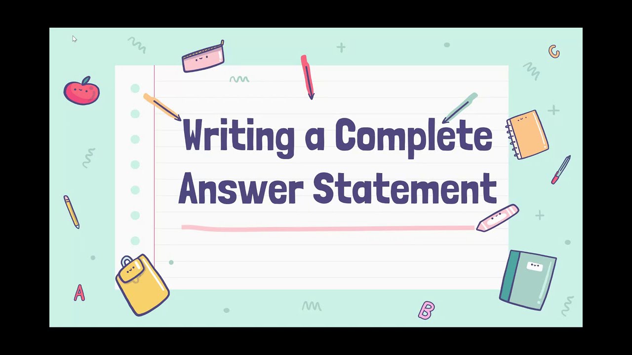 Writing a Complete Math Answer Statement - YouTube