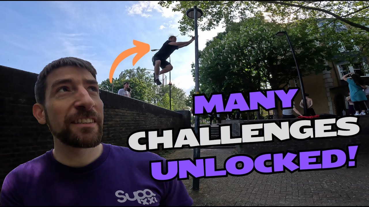 Many BIG parkour challenges at the jam today! - YouTube
