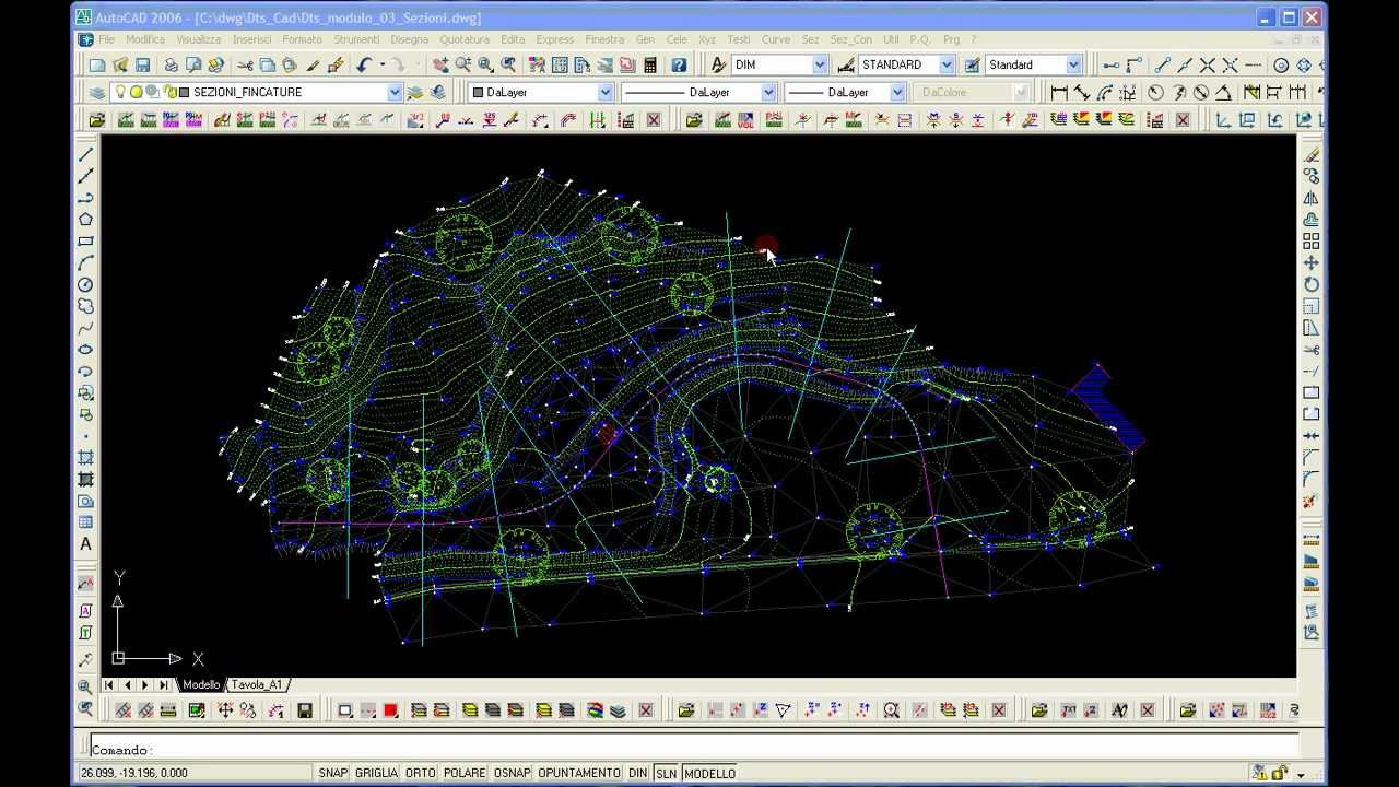 DTS Cad 2012 - Modulo T3 - Sezioni e profilo - YouTube