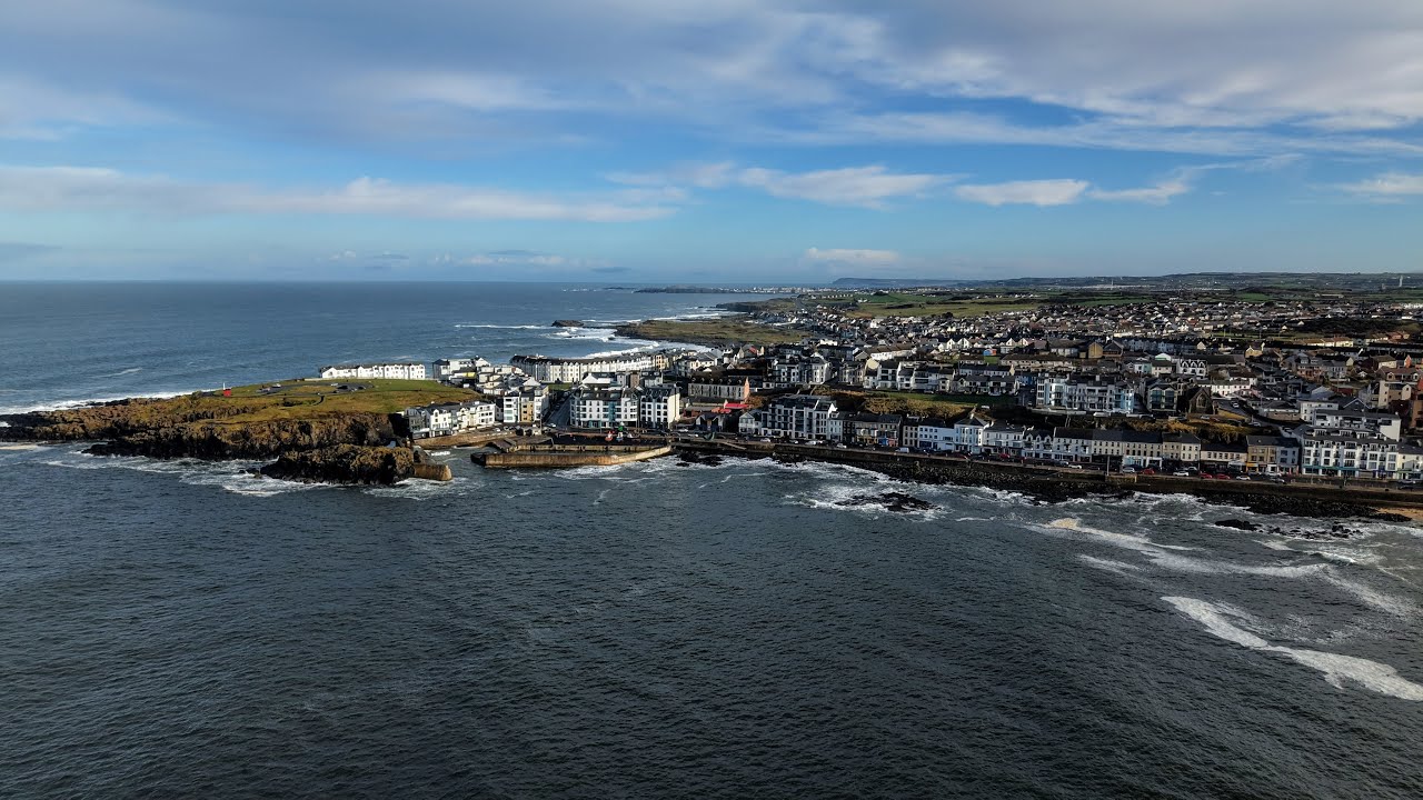 Aerial views of portstewart and Castlerock Temple 4K - YouTube