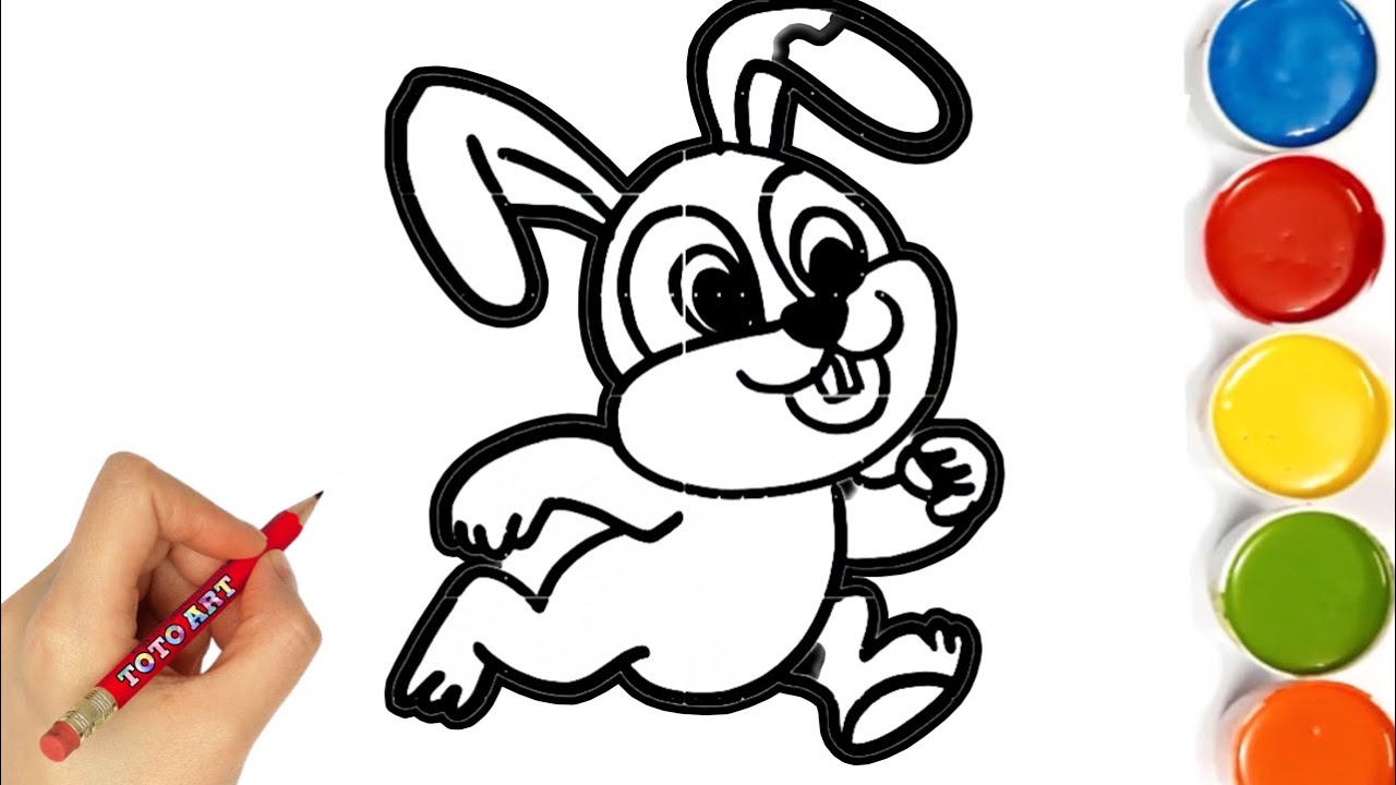 How to draw Cute Rabbit 2 -Colouring for Kids & Toddlers |Draw, Paint ...