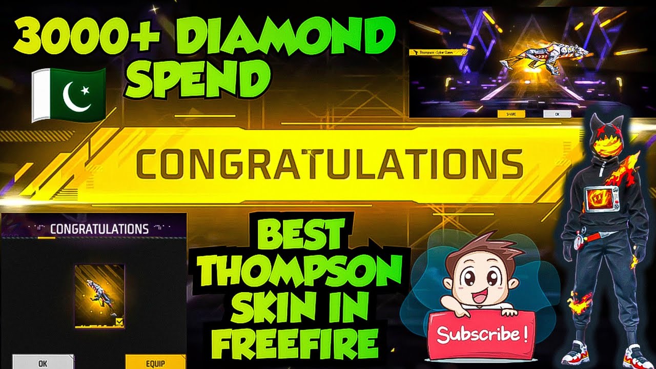 3000+ DIAMOND SPEND NEW THOMPSON CYBER CLAWS SKIN IN FREEFIRE 🇵🇰 - YouTube