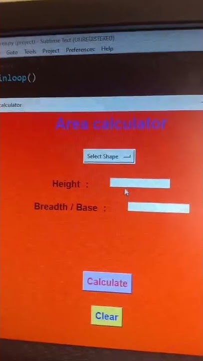 Area calculator using python tkinter - YouTube