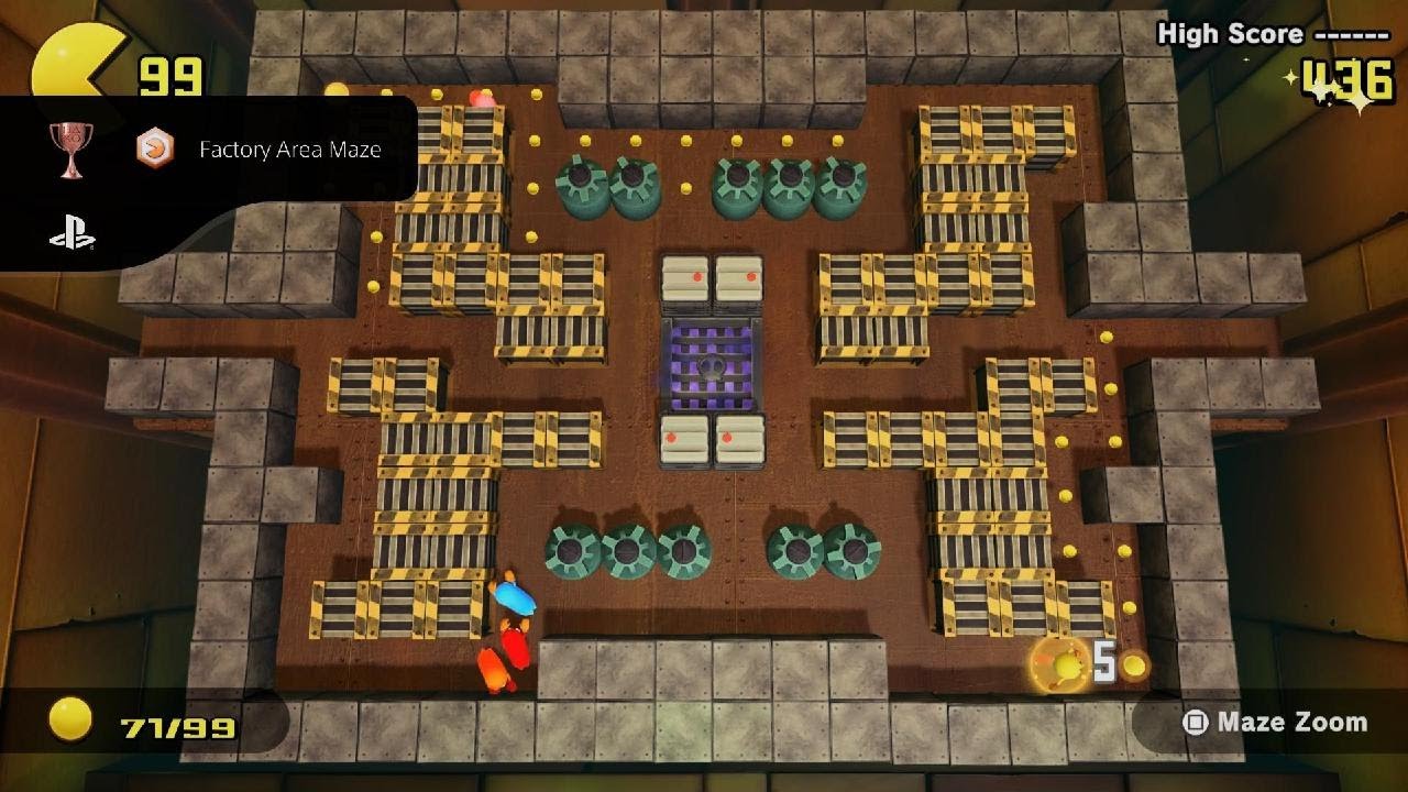 PAC-MAN WORLD Re-PAC Trophy Factory Area Maze - YouTube