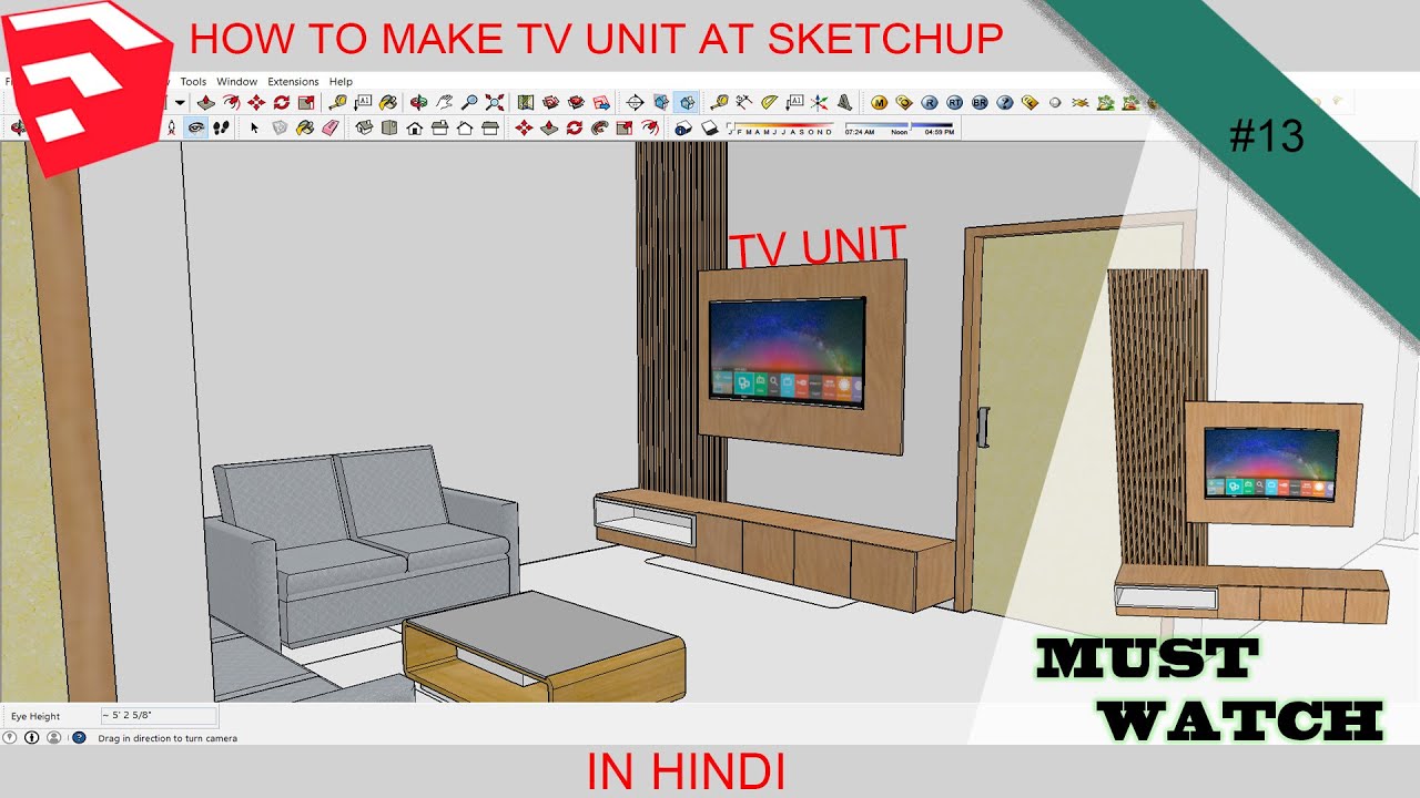 #13 | HOW TO MAKE TV UNIT AT SKETCHUP | IN HINDI - YouTube