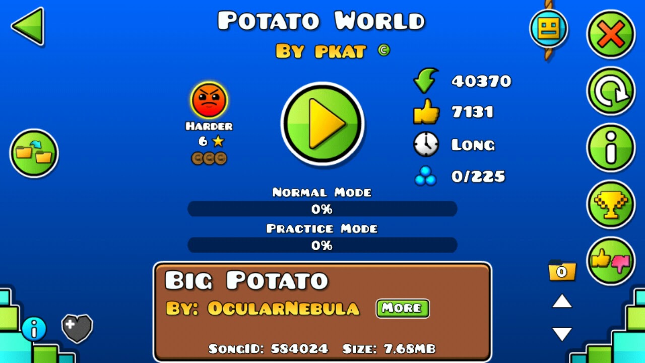 Geometry Dash 2.11 - Potato World by Pkat (All Coins) (1.9 Level) - YouTube