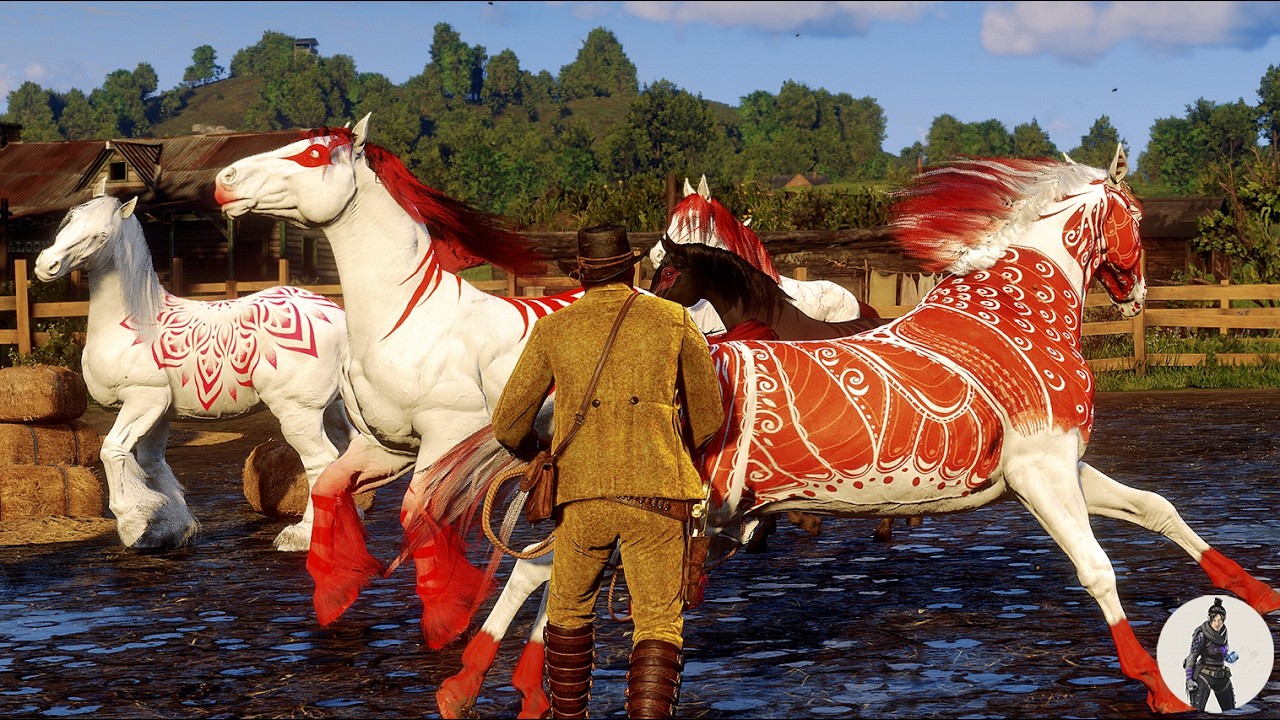 The Best Tamer! Arthur Morgan Discovers 4 Rare White & Red Horses at ...