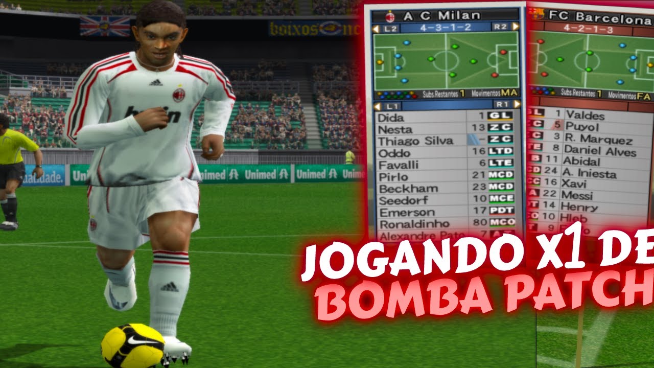 X1 DE BOMBA PATCH CLASSICO PS2 - MILAN X BARCELONA 2008! - YouTube