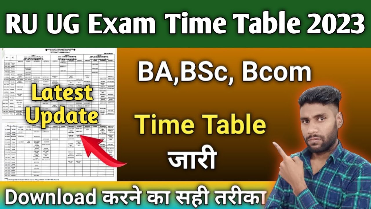 Rajasthan University UG Exam Time table | Exam Time Table | RU Exam ...