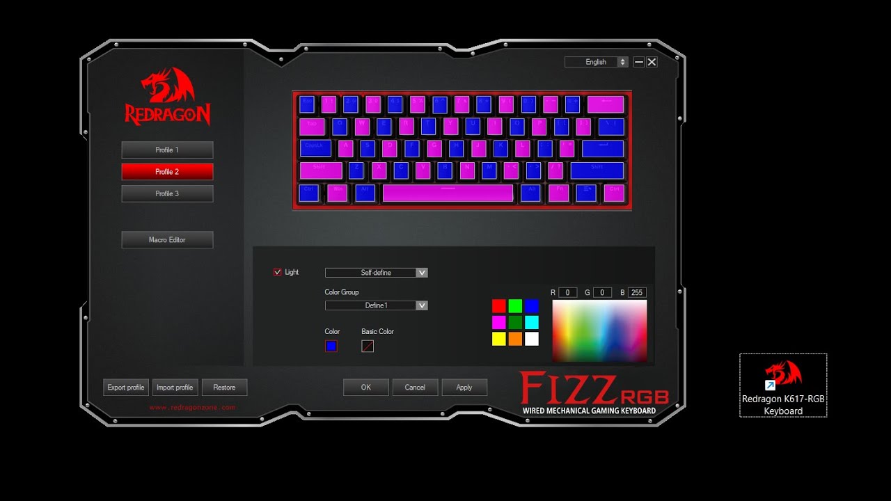 jak zmienić kolor rgb w swojej klawiaturze red dragon - YouTube