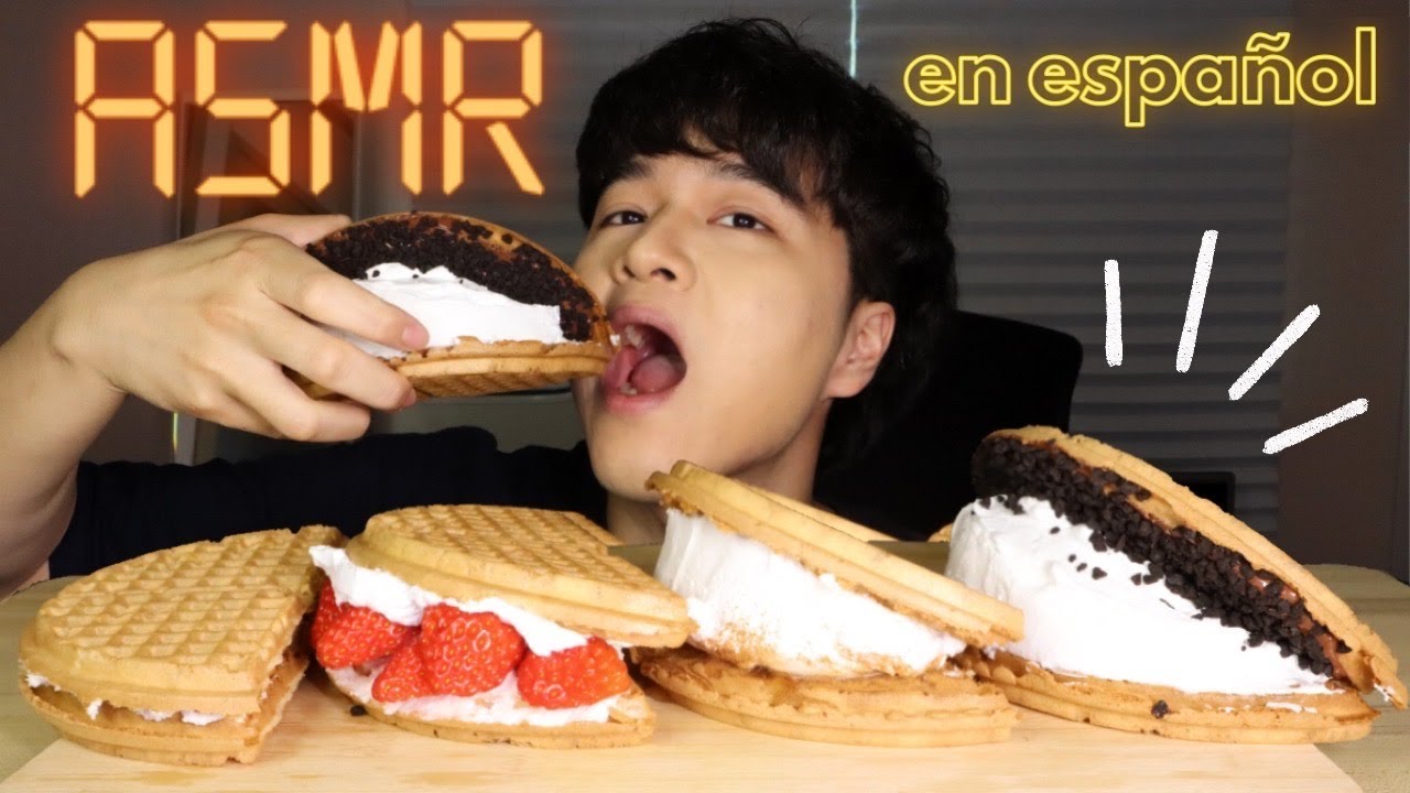 ASMR comiendo Waffle 4 tipos!!! 'COREANO'/Sonido de Comer/Mukbang - YouTube