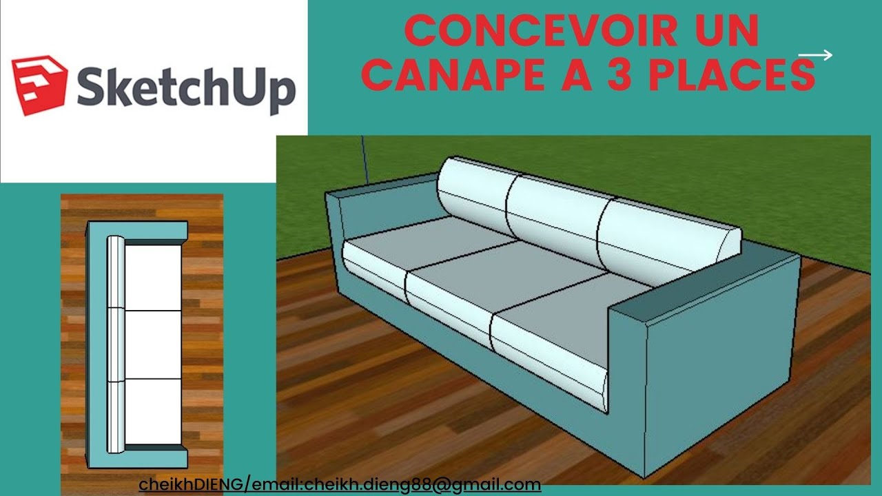 SKETCHUP_Dessiner facilement un canapé de 3 places - YouTube