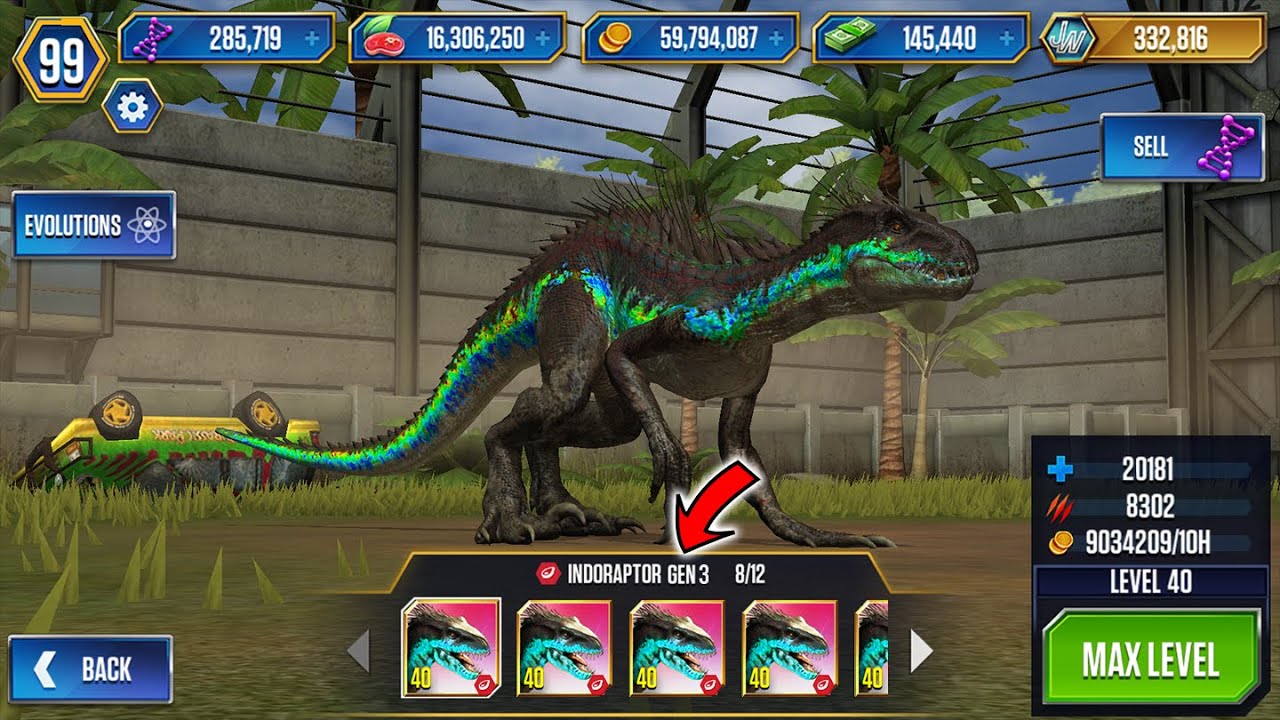 Jurassic World The Game Builder Max Level Indoraptor Gen Android Ios