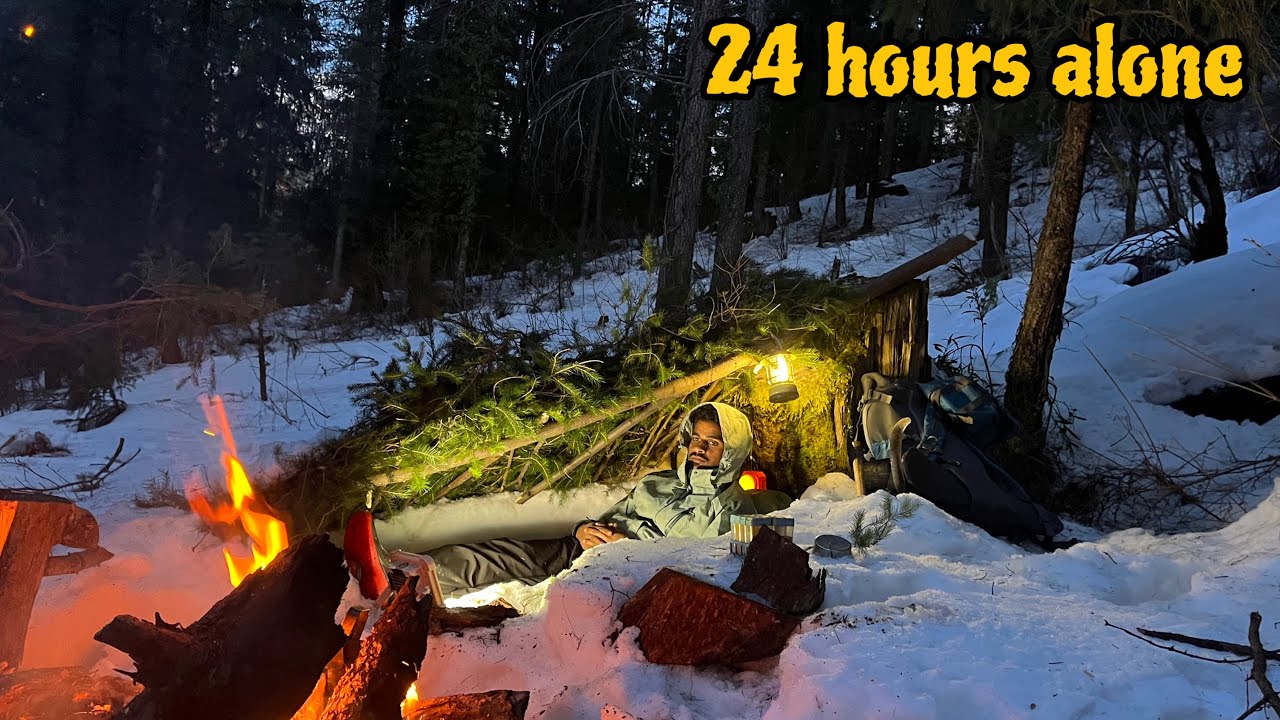 I Survived 24 Hours Alone in an Underground Snow Shelter ️ - YouTube