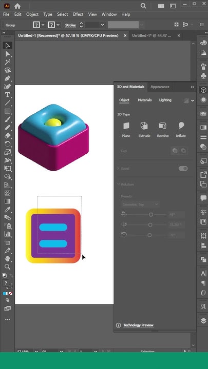 How to 3D Inflate Design in Illustrator #shortvideo - YouTube