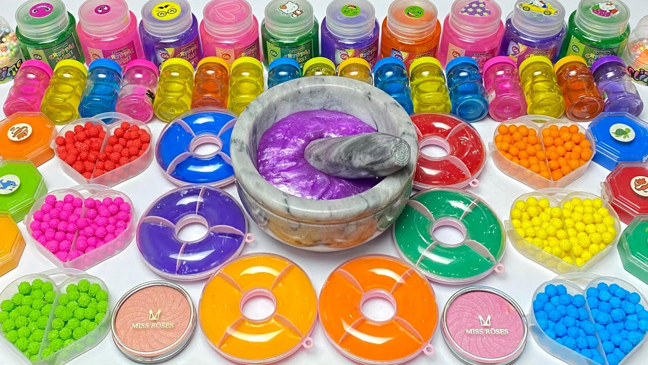 SATISFYING VIDEO How to Make MIXING RAINBOW Heart SLIME From RAINBOW ...