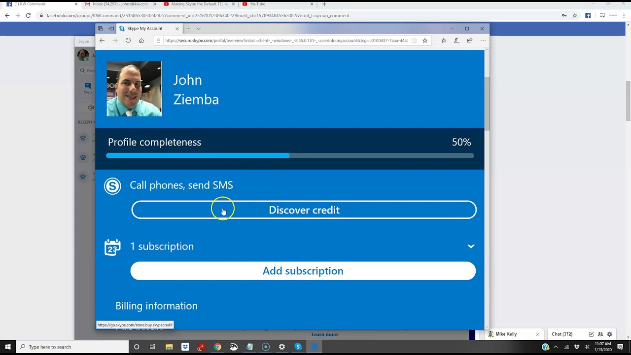 Adding your phone number as the default number for skype - YouTube