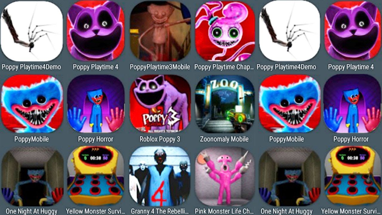 Poppy Playtime 4 Demo, Poppy 4 Mobile, Poppy 3 Mobile, Poppy2, Poppy1 ...