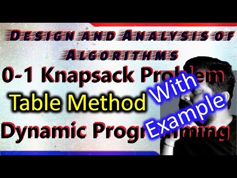 0-1 knapsack tabulation method || DAA || Studies Studo - YouTube