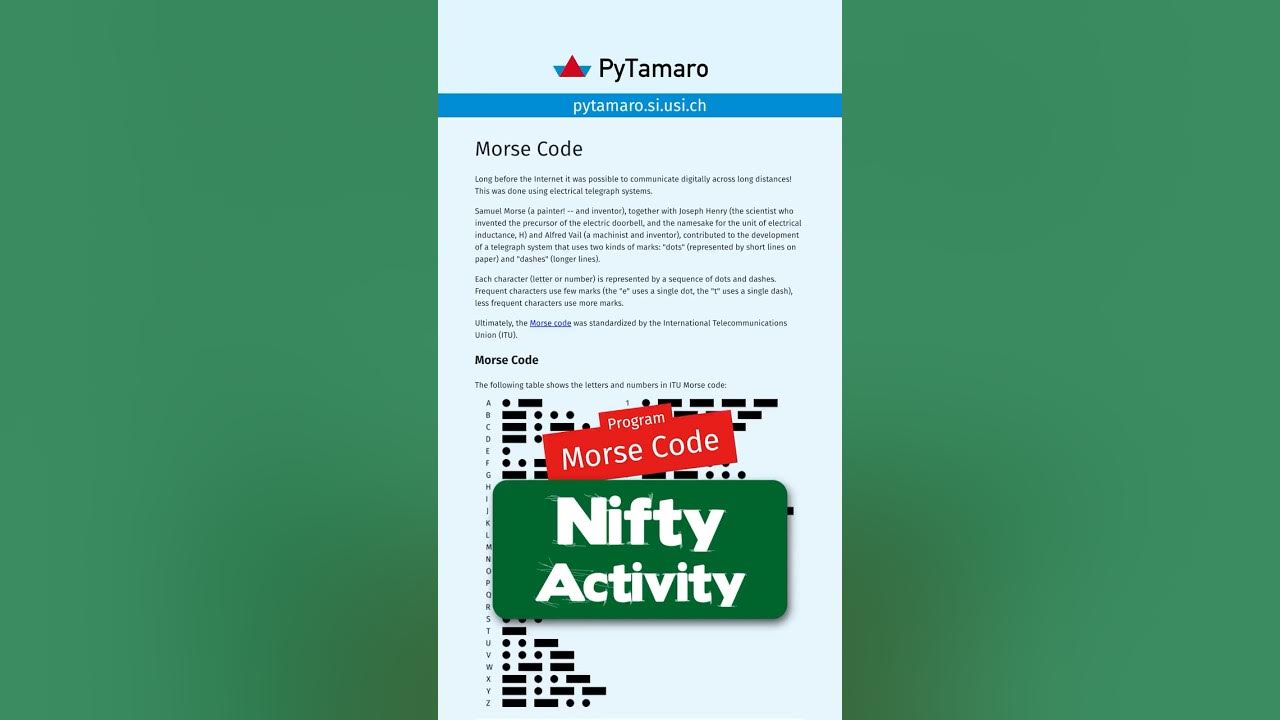 👩‍💻 Program Morse Code in 🐍 #Python with #PyTamaro - YouTube