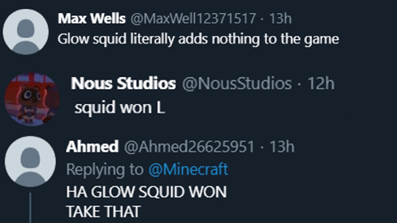 Minecraft players' reaction to Glow Squid winning Mob Vote 2020 - YouTube
