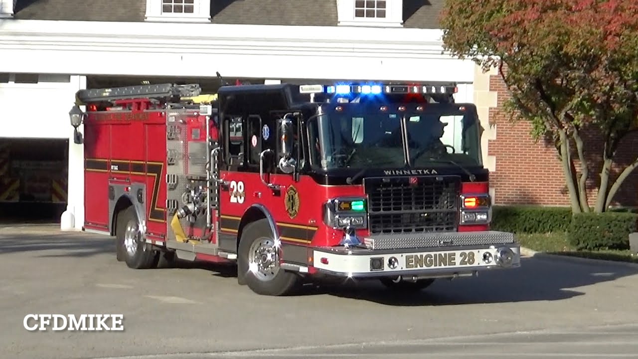 Winnetka Fire Department Engine 28 Ambulance 28 and Battalion 28 ...