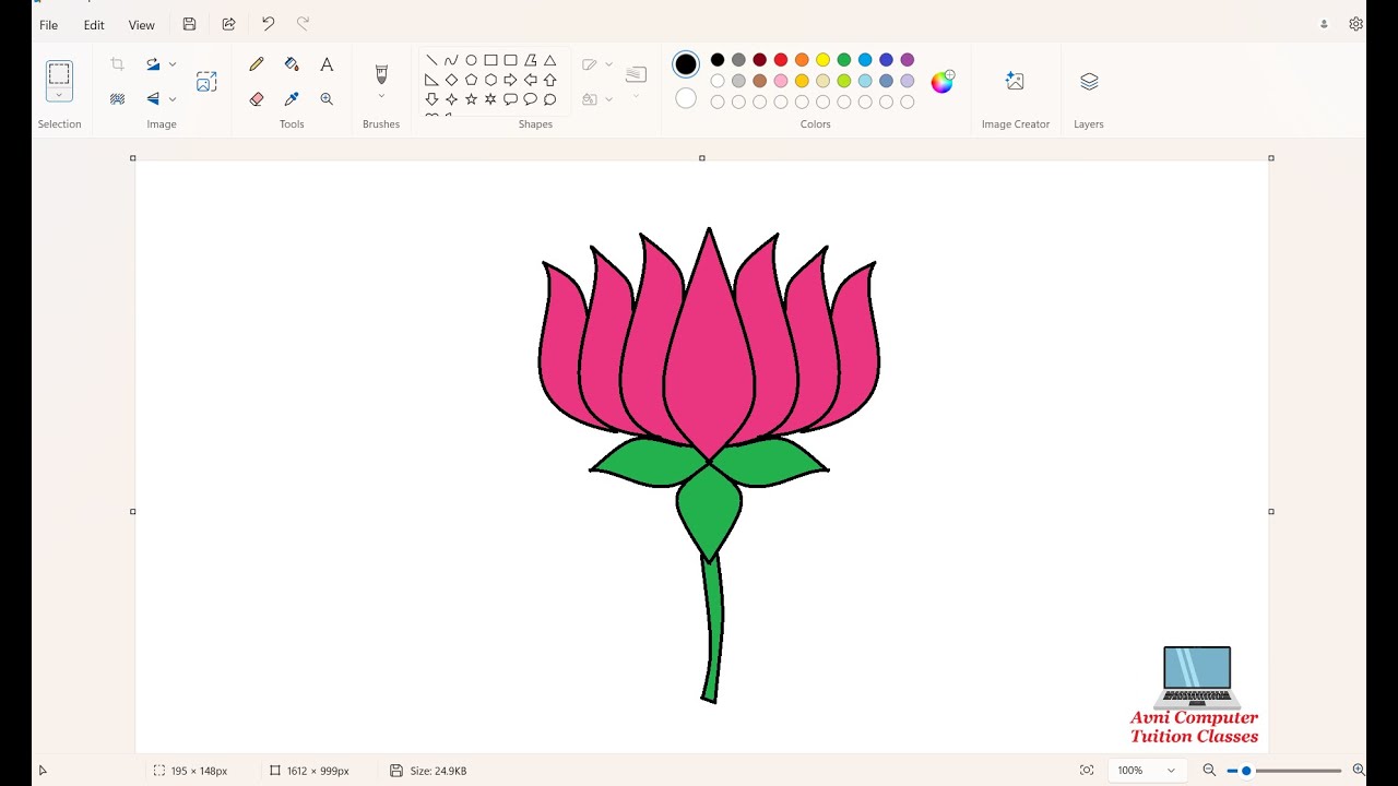 Ms Paint Lotus Computer Drawing #computerdrawing #viralvideo #trending ...