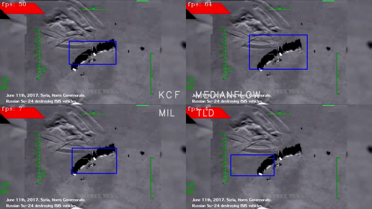 Test of 4 OpenCV tracking algorithms / test12 / stationary target ...