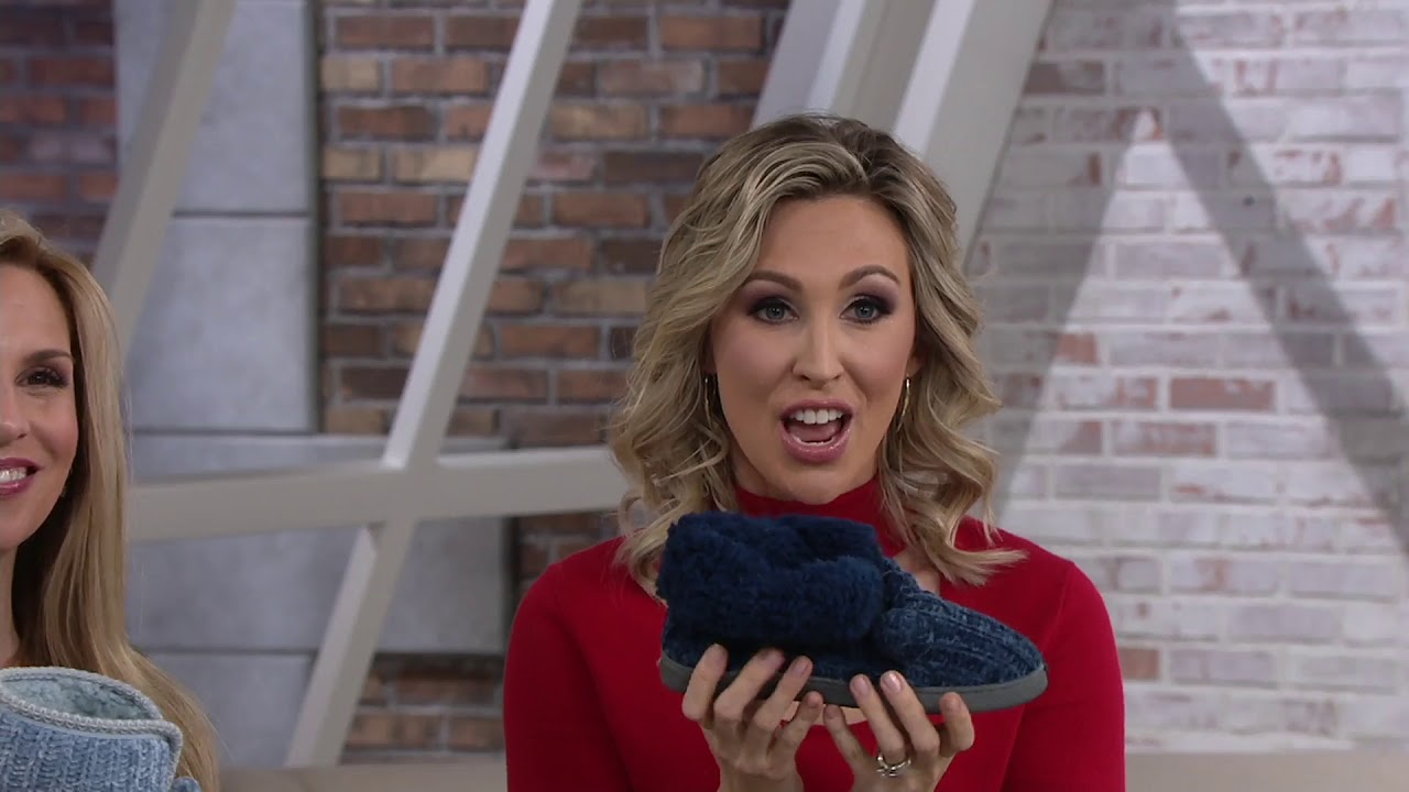MUK LUKS Chenille Taylor Slipper Boots on QVC - YouTube