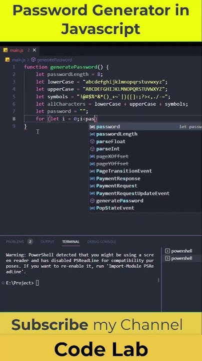Password Generator in Javascript | JS tutorial. - YouTube