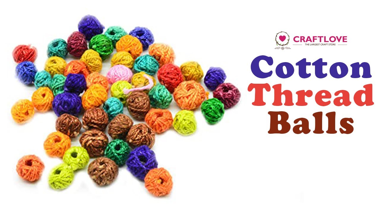 Handmade Cotton Thread Balls Round Multicolor Mix - Pack of 50 Pieces ...