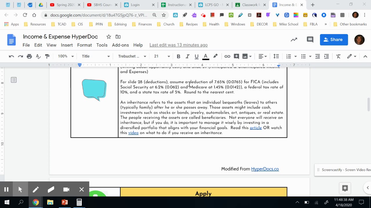 Directions: Income and Expense Hyperdoc - YouTube