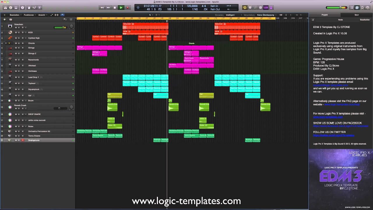 EDM 3 By CJ Stone Logic Pro X Template - YouTube