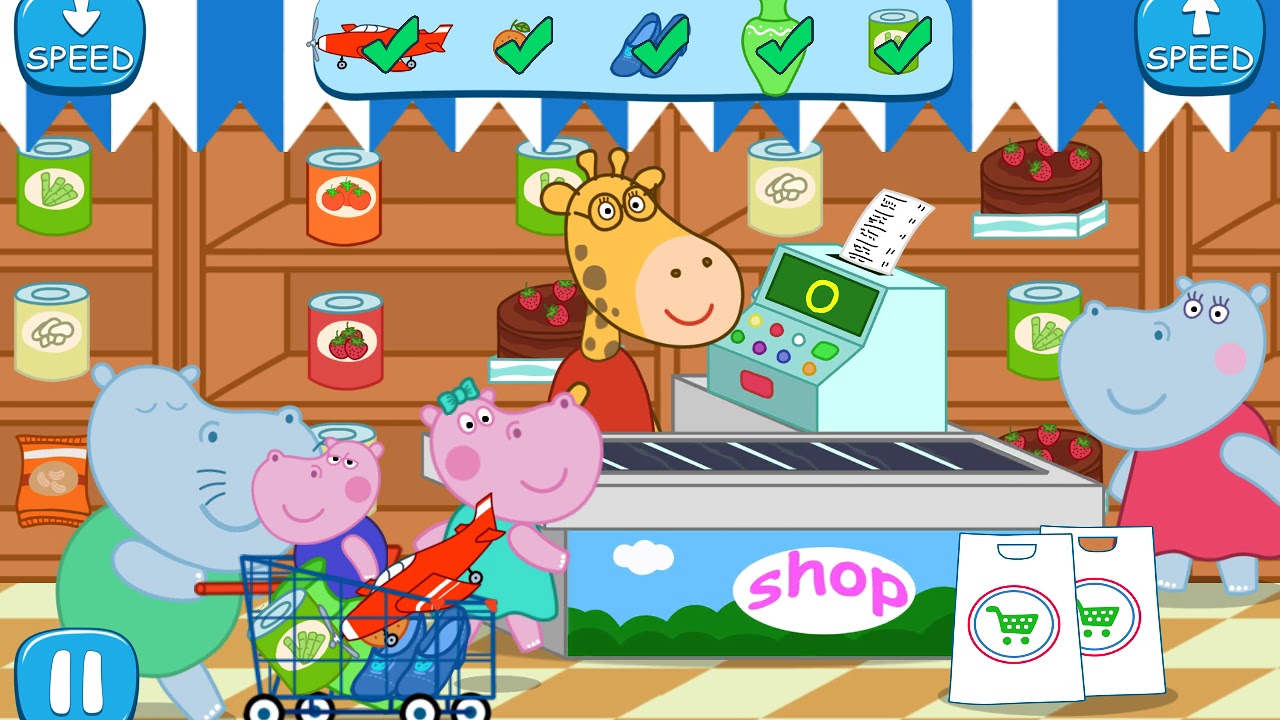 FUN Supermarket game : Shopping Game - Fun Hippo Games - YouTube
