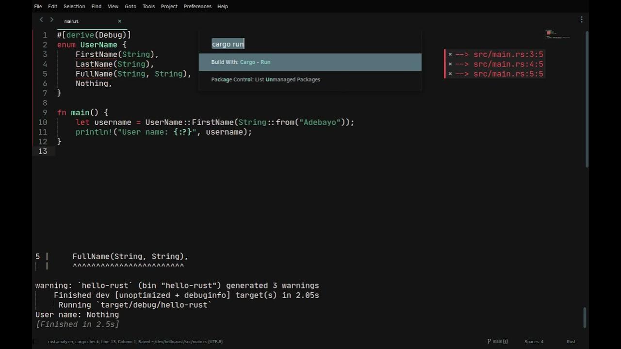 8. Enums | Rust Programming language tutorial - YouTube