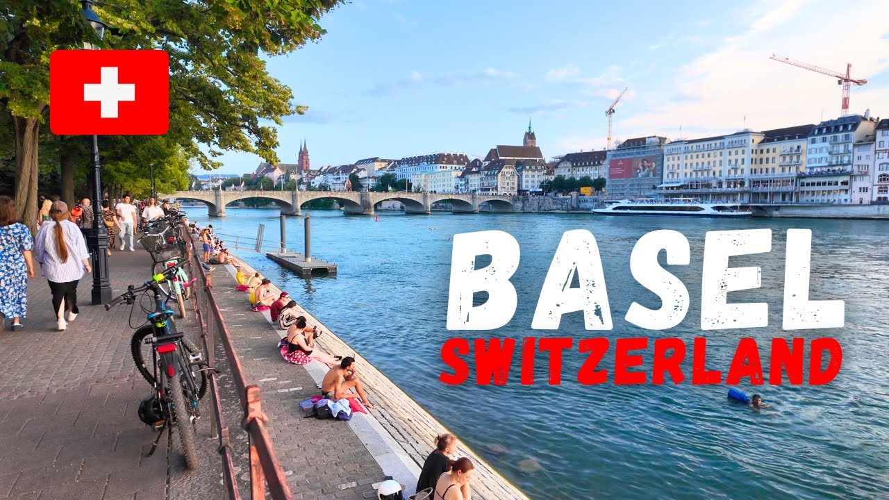 4K European Summer Evening on the Rhein 🇨🇭| Basel, Switzerland Walking ...