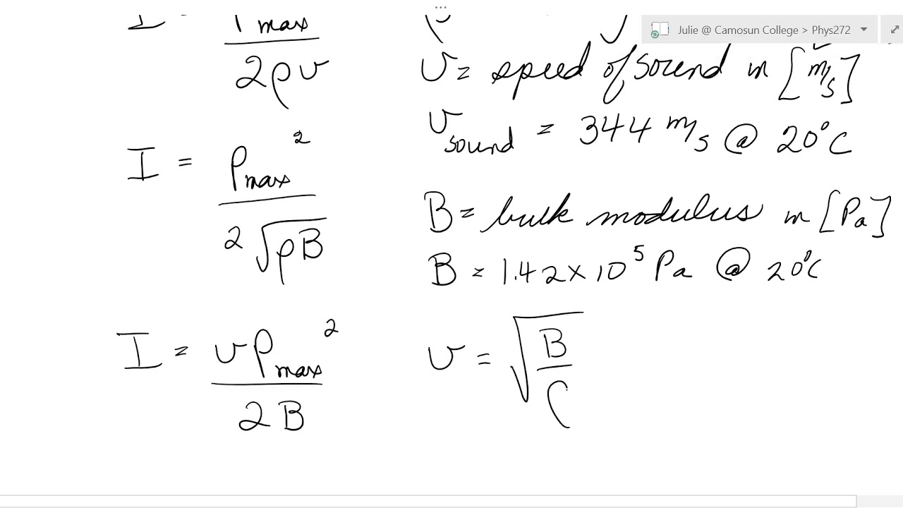 Pressure amplitude and intensity of sound - YouTube