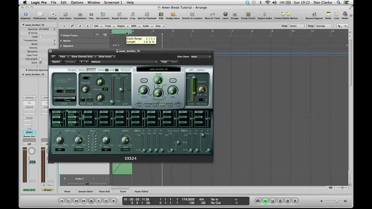 Logic 9 dnb Tutorial - Preparing jungle breaks (Amen) - YouTube