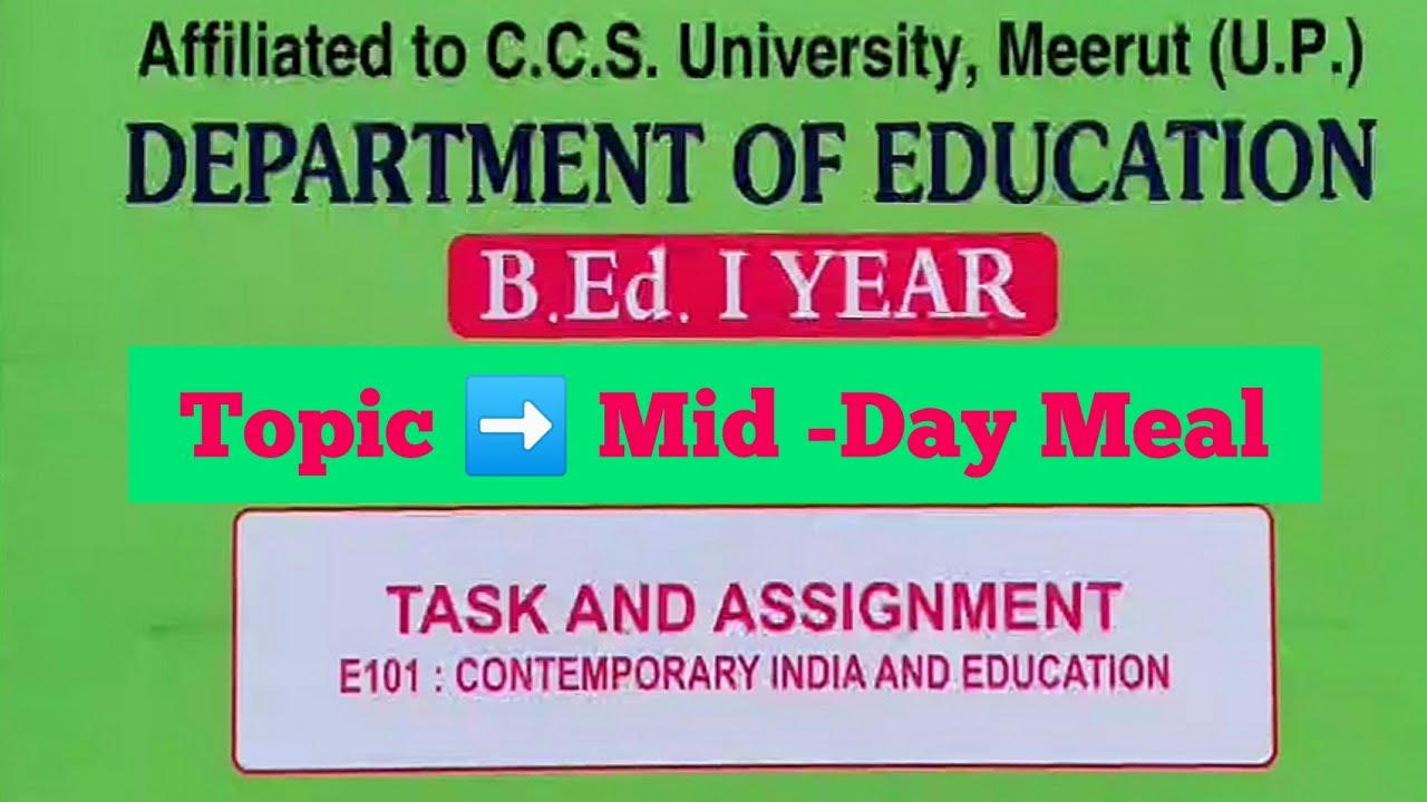 Mid-day meal / Contemporary India and education assignment file in ...