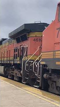 BNSF Dash 9-44CW + ES44C4 + Dash 9-44CW leading mixed freight through Amtrak station - YouTube