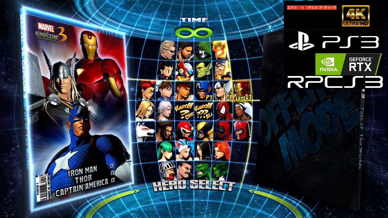 Marvel Vs Capcom 3 (vanilla) Avengers Cap Thor IM RPSC3 PS3 emulator 4K ...