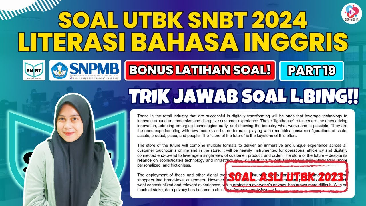 SOAL UTBK SNBT 2024 LITERASI BAHASA INGGRIS PART 19 - YouTube